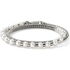 John Hardy Essential Pearl Wrap Bracelet - Silver/ Pearl