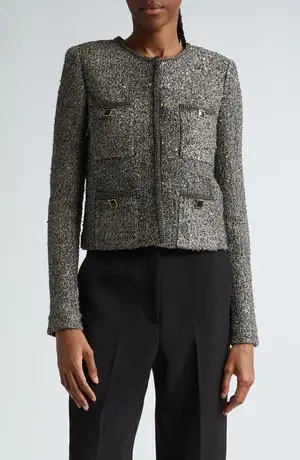 St. John Sequin Knit Crop Jacket
