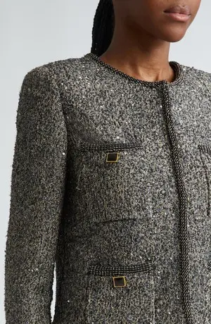 St. John Sequin Knit Crop Jacket
