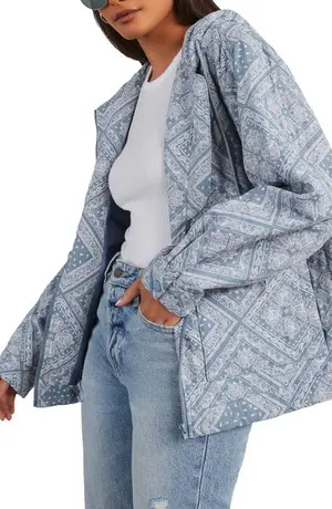 VICI Catie Paisley Quilted Hooded Jacket - Blue