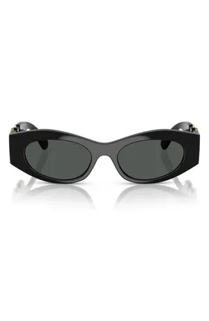 Versace Versace 51mm Oval Sunglasses Dark Grey