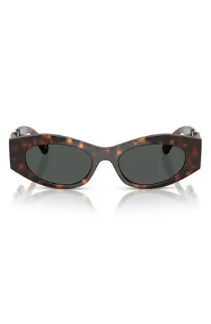 Versace 51mm Oval Sunglasses - Havana/dark Grey