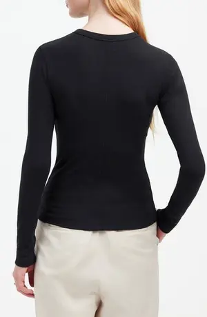 Madewell Drapey Long Sleeve Rib T-shirt - Jet Black