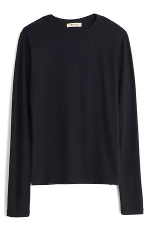 Madewell Drapey Long Sleeve Rib T-shirt - Jet Black