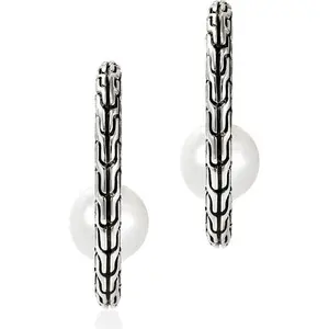 John Hardy Essentials Pearl Hoop Earrings - Silver/pearl