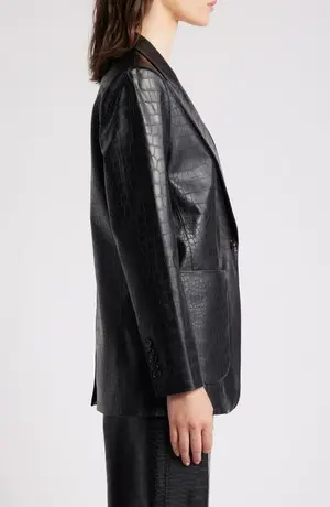 Kobi Halperin Embossed Faux Leather Blazer