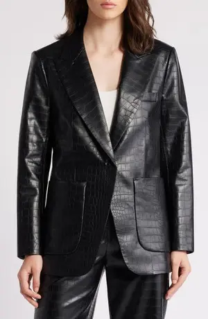 Kobi Halperin Embossed Faux Leather Blazer