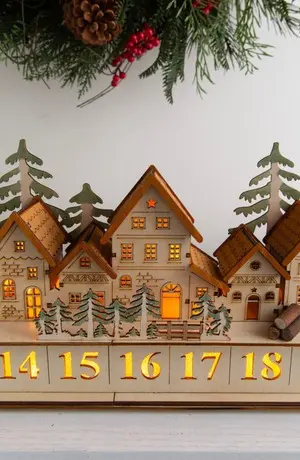 BALSAM HILL Wooden Christmas Village Advent Calendar