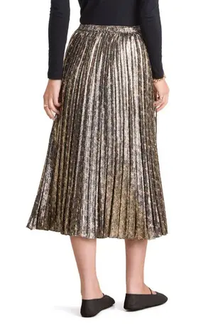 Vineyard Vines Metallic Pleated Midi Skirt