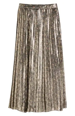 Vineyard Vines Metallic Pleated Midi Skirt