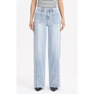 BAYEAS Katia Patch Pocket Wide Leg Jeans - Horizon
