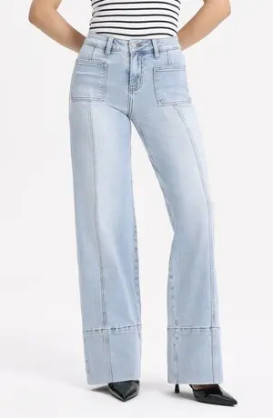 BAYEAS Katia Patch Pocket Wide Leg Jeans - Horizon