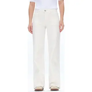 BAYEAS Katia Patch Pocket Wide Leg Jeans - Off White