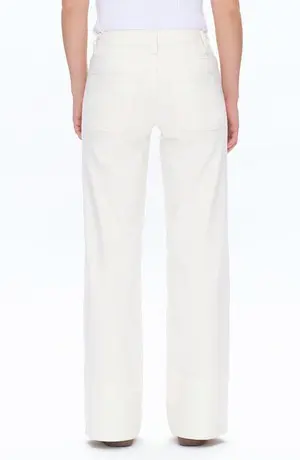 BAYEAS Katia Patch Pocket Wide Leg Jeans - Off White
