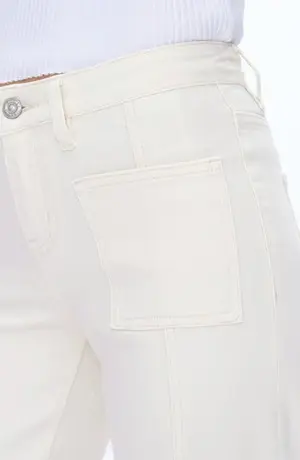 BAYEAS Katia Patch Pocket Wide Leg Jeans - Off White