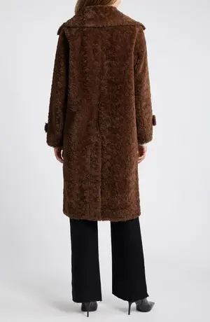 Sam Edelman Longline Faux Fur Coat - Chocolate