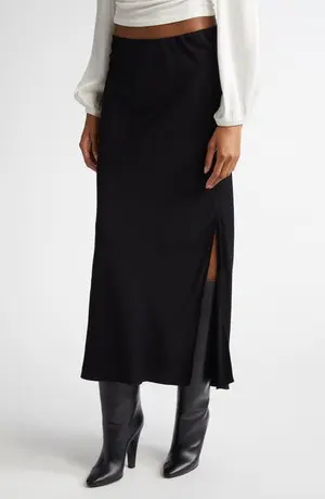 Bella Dahl Side Slit Bias Satin Maxi Skirt