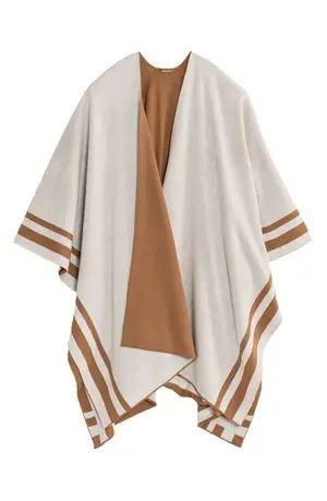 Ralph Lauren Jet Setter Reversible Knit Poncho - Camel/cream