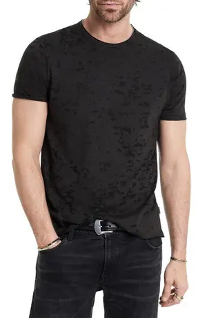 John Varvatos Eden Burnout Organic Cotton Blend T-shirt Carbon Grey