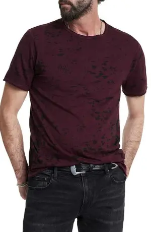 John Varvatos Eden Burnout Organic Cotton Blend T-shirt Dark Plum