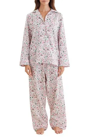 PAPINELLE Christmas Stars Cotton Sateen Pajamas - Berry Pink