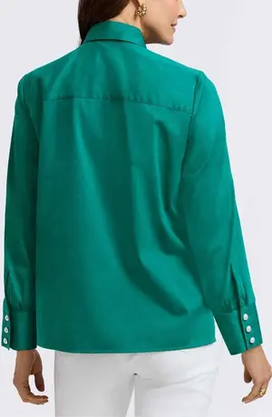 Foxcroft Matte Sateen Button-up Shirt - Emerald