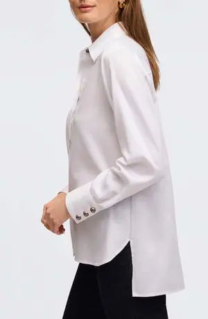 Foxcroft Matte Sateen Button-up Shirt - White