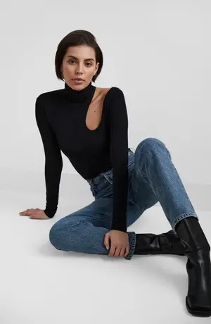 MARCELLA Allegra Asymmetric Turtleneck Top