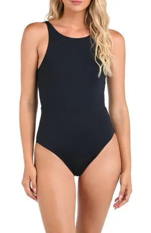 La Blanca Island Goddess Scoop Neck One-piece Swimsuit - Black