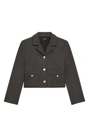 Theory Boxy Crop Jacket - Charcoal Melange