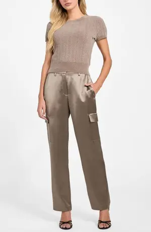 Guess Megan Satin Cargo Pants - Taupe