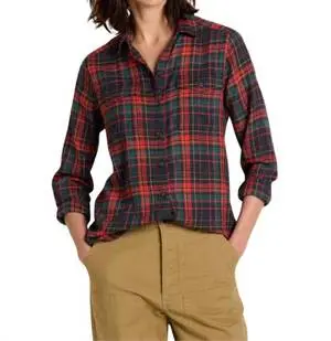 TOAD & CO Reform Flannel Long Sleeves Shirt In Black Red