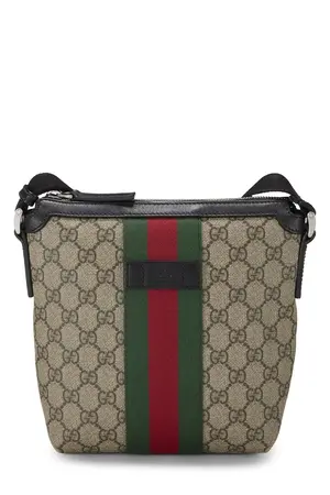 Gucci Original Gg Supreme Canvas Web Flat Messenger - Black