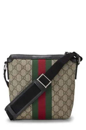Gucci Original Gg Supreme Canvas Web Flat Messenger - Black