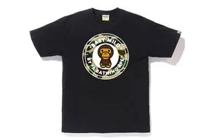 A BATHING APE 1st Camo Milo Busy Works Tee Shirt - Black/yellow