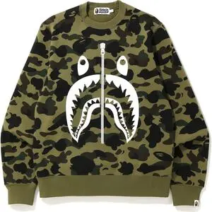 A BATHING APE 1st Camo Shark Crewneck Sweatshirt - Green