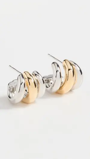 Shashi Triple Two-toned Hoop Earrings