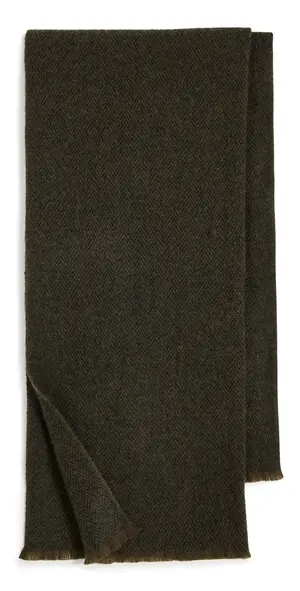 Vince Lightweight Cashmere Herringbone Scarf Olive