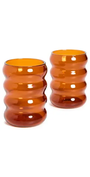 SOPHIE LOU JACOBSEN 6oz Ripple Cup Set Of 2 - Amber