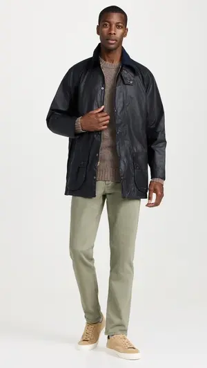 Barbour Beaufort Waxed Jacket - Navy