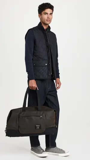 Barbour Field Wax Duffle Bag - Olive/black