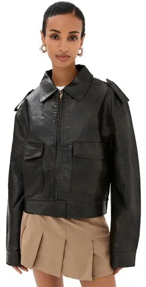 Lioness Faux Leather Bomber Jacket