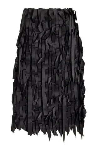 Prada Ribbon Embroidered Sablé Midi Skirt
