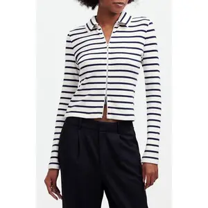 Madewell Stripe Ribbed Zip Top
