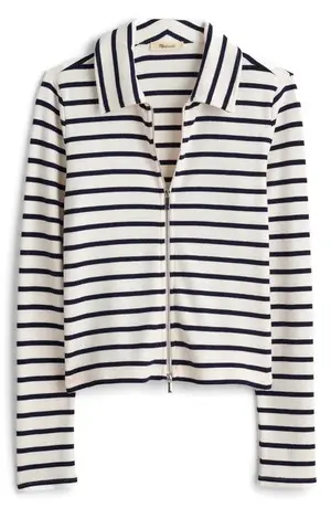 Madewell Stripe Ribbed Zip Top