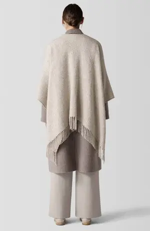 Eileen Fisher Open Front Bouclé Alpaca & Silk Wrap - Pearl