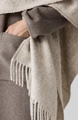 Eileen Fisher Open Front Bouclé Alpaca & Silk Wrap - Pearl