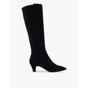 DUNE Kitten-heel Suede Knee-high Boots - Black Suede