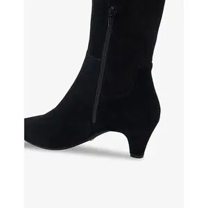 DUNE Kitten-heel Suede Knee-high Boots - Black Suede