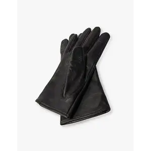Maje Buttoned Leather Gloves - Noir / Gris